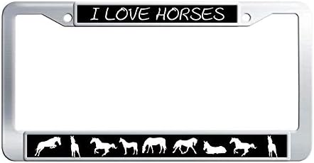 Amazon.com: I Love Horses License Plate Frame Stainless Steel License ...