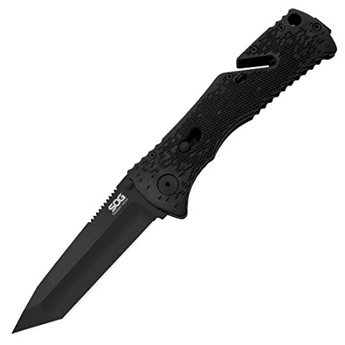 SOG Folding Knife Pocket Knife - Trident Tanto Tactical Opening Knife w ...