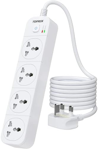 Power Strip, TOPREK 4 Way Extension Lead Outlets with 4 Smart ...