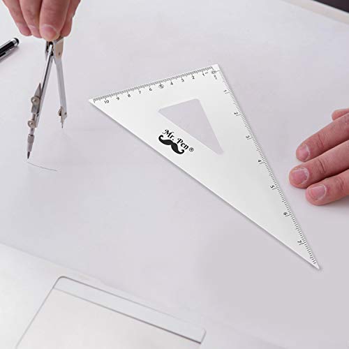 Mr. Pen - Geometry Set, 4 Pack, Metal Protractor, Aluminum Ruler, Metal ...