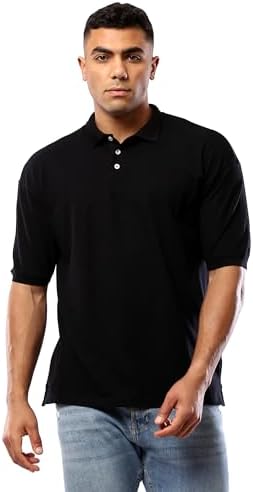 Relaxed Fit Black Solid Buttoned Polo Shirt price in Egypt | Amazon ...