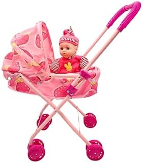 TWOW Premium Doll Metal Bassinet Stroller for Girls, 2 in 1 Deluxe Crib ...