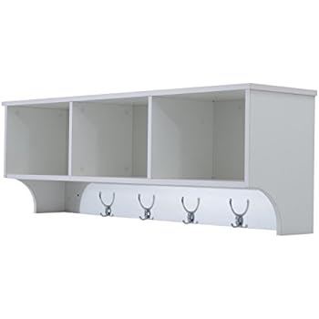 Amazon.com: White 5 Ft Entry Hall Shelf with 4 Cubby and 9 Hook Coat ...