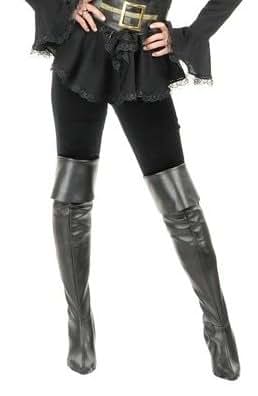 Amazon.com: Charades Black Thigh High Pirate Costume Boot Tops S/M ...