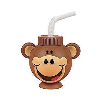 Amazon.com: Plastic Monkey Head-Shaped Cups With Straws (1 dz): Toys ...