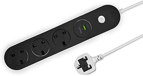 5M Extension Cord, 5 meter Power Strip 1-USB 1 PD Type C & 3 UK Power ...