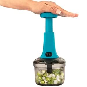 CHEF'S CRAFT 4 in 1 Manual Push Chopper with 3 Sharp Stainless Steel ...
