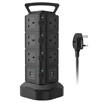 Surge Protector Versatile Extension Lead ONLYWIN 14 Outlet with 4 USB ...
