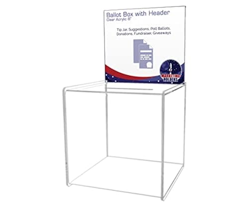 Marketing Holders 8 Inch Locking Ballot Box with Removable 8.5" x 11 ...