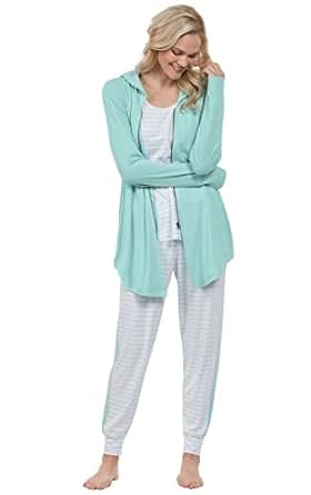 PajamaGram Womens PJs Sets Soft - Cute Women Pajamas, 3-Piece, Green ...