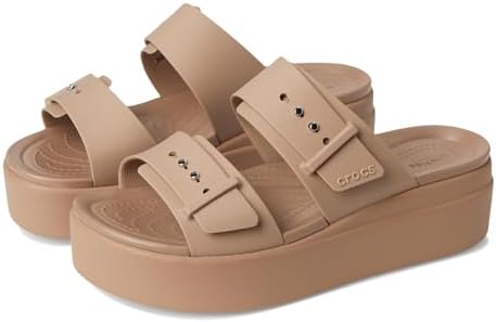 Crocs Women 207431-2Q9 Brooklyn Buckle Low Wedge EU Size-39-40 Latte ...