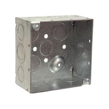 Raco 232 Square box 4in steel 2-1/8d 1/2-3/4ko 232 - Electrical Boxes ...