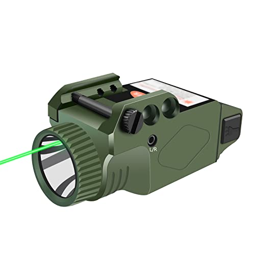BemerforS Gun Laser Sight Flashlight Combo，Green Laser with Tactical 600 Lumen Flashlight, USB ...