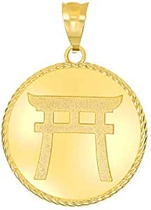 Amazon.com: Solid 14k Yellow Gold Japanese Torii Gate Shinto Disc Charm ...