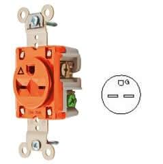 HUBBELL IG5661 AC Receptacle NEMA 6-15 Female Orange Simplex Isolated ...