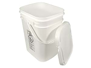 Amazon.com: 5.3 Gallon White Rectangular Bucket/Pail with Hinged Snap ...