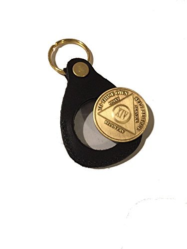 Leather Key TAG Black - AA Medallion Holder - Easy to Change Your AA ...