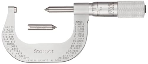 Starrett 585BP Screw Thread Micrometer, Plain Thimble, 7-9 Threads/Inch ...