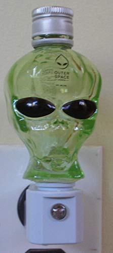 Outer Space Vodka Alien Head Green Glass Bottle Night Light on Galleon ...