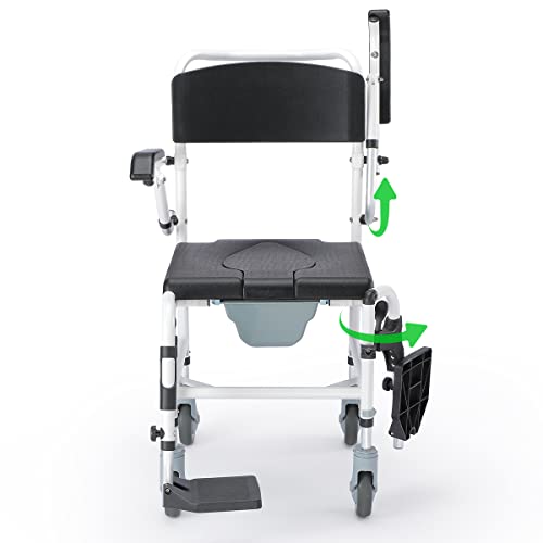 GreenChief Shower Chair with Wheels|Shower Wheelchair with Commode ...