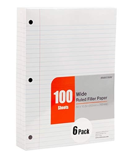 Mintra Office Filler Paper (Wide Ruled, 600 Sheets (6pks of 100)) in ...