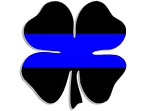 Amazon.com: JR Studio 4x4 inch Shamrock Shaped Thin Blue LINE Sticker ...