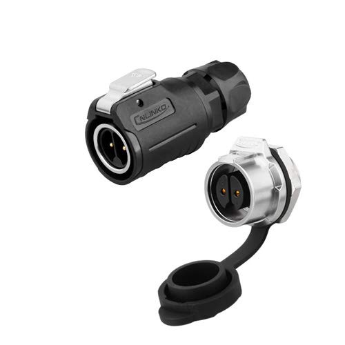 CNLINKO 2 Pin M16 Size Power Industrial Circular Connector, Male Plug ...