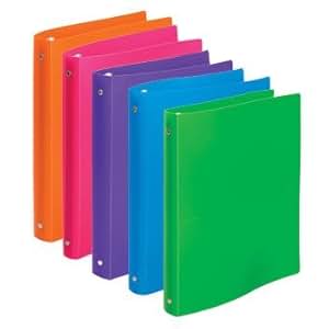 Amazon.com : Brightly Colored Flexible Poly 3-Ring Binders, 1 5 ct ...