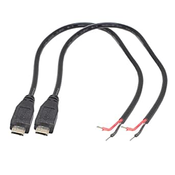 Amazon.com: 2pcs Micro USB Male Plug Cable 12inch 30cm 5V 3A 22AWG 2 ...