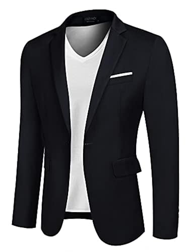 COOFANDY Blazer for Men Navy Blue Slim Fit Suit Jacket Casual Business ...