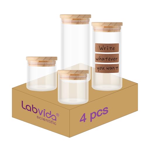 Labvida 4pcs Glass Food Storage Jars 21.3/47.7oz-2/2pcs Food Containers ...