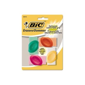 Amazon.com : BIC Eraser with Grip, Assorted Colors, 4-Pack (BICERSGP41AST) : Artist Supply ...