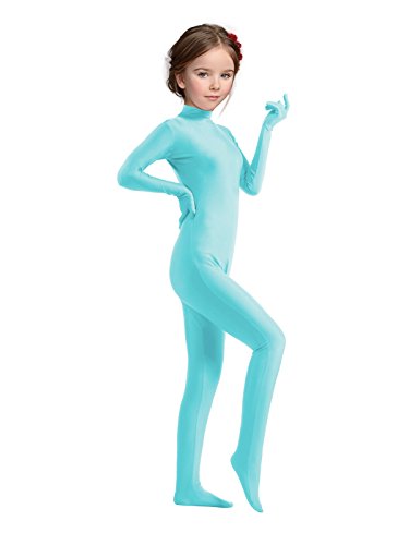 Sheface Kids Catsuit Spandex Child Zentai Unitard Bodysuits (Large, Sky ...