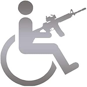 Amazon.com: Handicap Gun Wheelchair - Vinyl Decal Sticker - 5.75" x 5. ...
