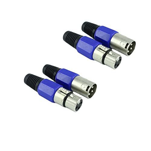 bnafes 2-Pair XLR 3 Pin Male/Female Audio Mic Microphone Connector ...