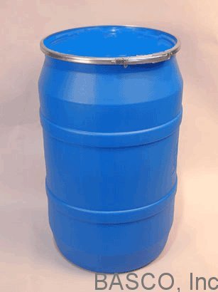 Greif OS55LP 55 Gallon Plastic Blue Top Open-Head Straight-Sided Drum ...