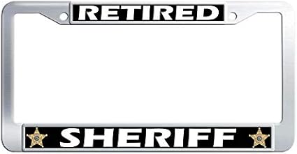 Amazon.com: Retired Sheriff Police License Plate Frame Stainless Steel ...