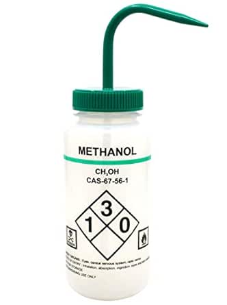 500ml Capacity Labelled Wash Bottle for Methanol - Color Coded Green ...