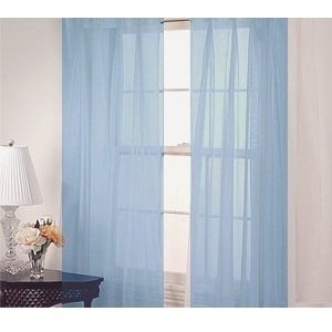 Amazon.com: 2 Piece Solid Light Blue Sheer Curtains Fully Stitched ...