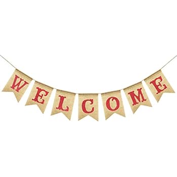 Amazon.com: Vintage Rustic Burlap Welcome Banner Home Fireplace ...