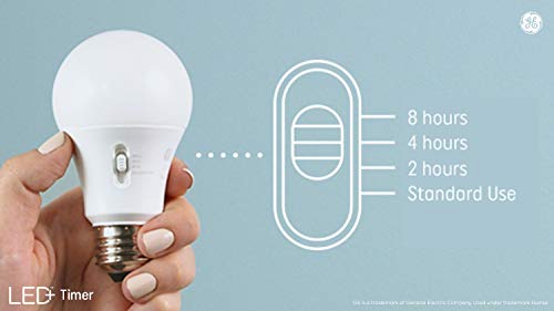 GE Lighting LED+ Timer Light Bulb, Soft White, Built-In Automatic Timer ...