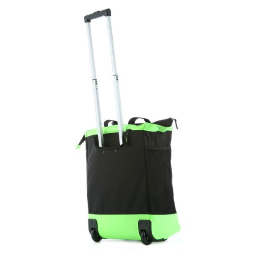 RAVE Carry-on Luggage Rolling Shopper Tote, Black and Lime | Pricepulse