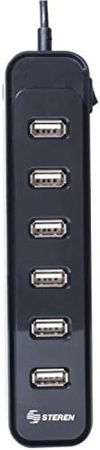 Steren USB-537 Hub de 7 Puertos USB 2.0 C/Eliminador: Amazon.com.mx ...