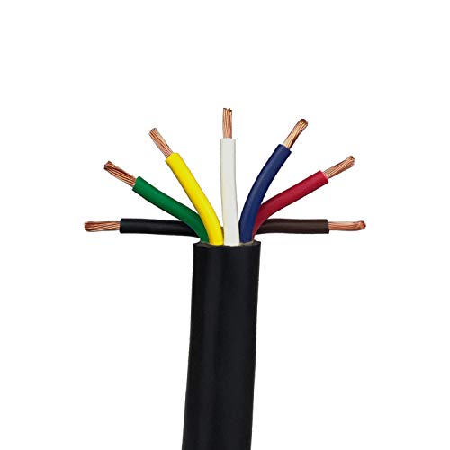 7 Conductor Trailer Cable, 14 AWG GPT, Color Coded PVC Wires with Outer ...