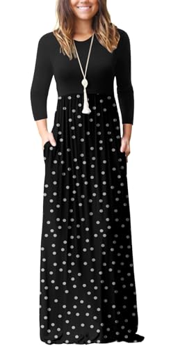GRECERELLE Women Casual Long Sleeve Maxi Dresses Loose Empire Waist ...