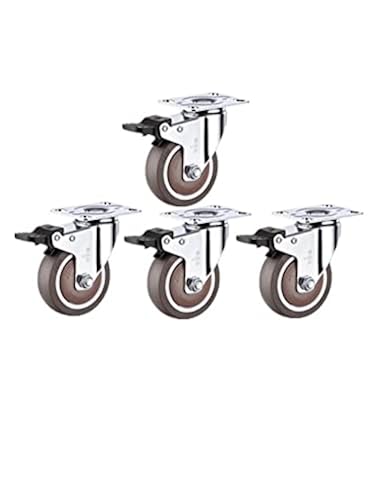 TONONE 4 Pcs 2.5 Inch Brake Caster Rubber Mute Light Furniture Medical ...