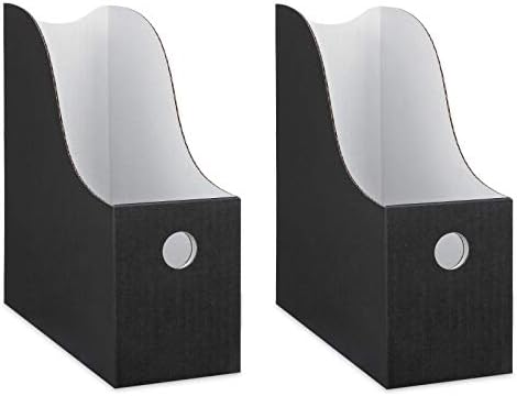 Dunwell Black Cardboard Magazine Holder - (2 Pack), Sturdy Black ...
