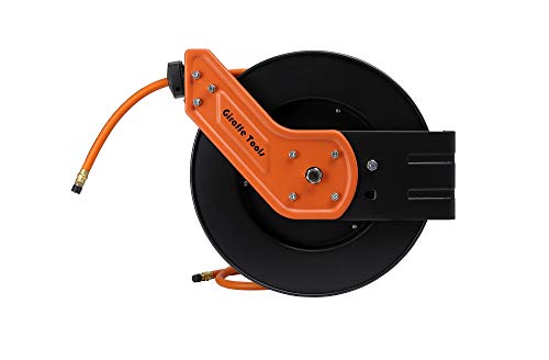 Giraffe Retractable Air Hose Reel Swivel with 3/8 in. x 25 ft Hybrid Hose, 300 PSI Industrial ...