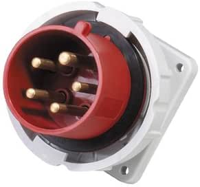 IEC 60309 panel mounted Plug, 5 PIN, 32A, 400V, 4 Pole, 5 Wire, 3-Phase ...
