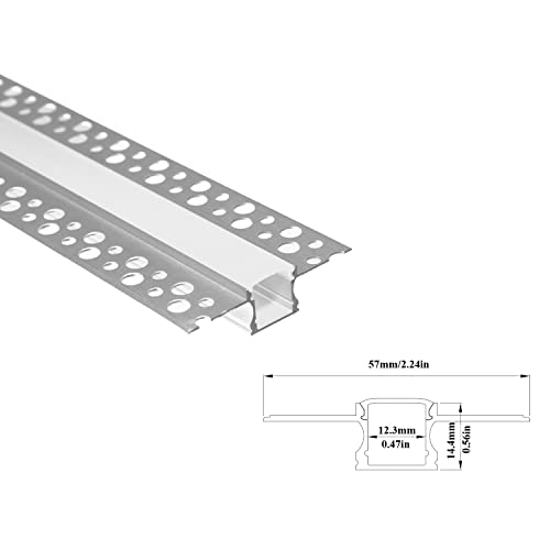 6Pack 6.6FT/2 Meter Plaster-in LED Drywall Aluminum Channel with Flange ...
